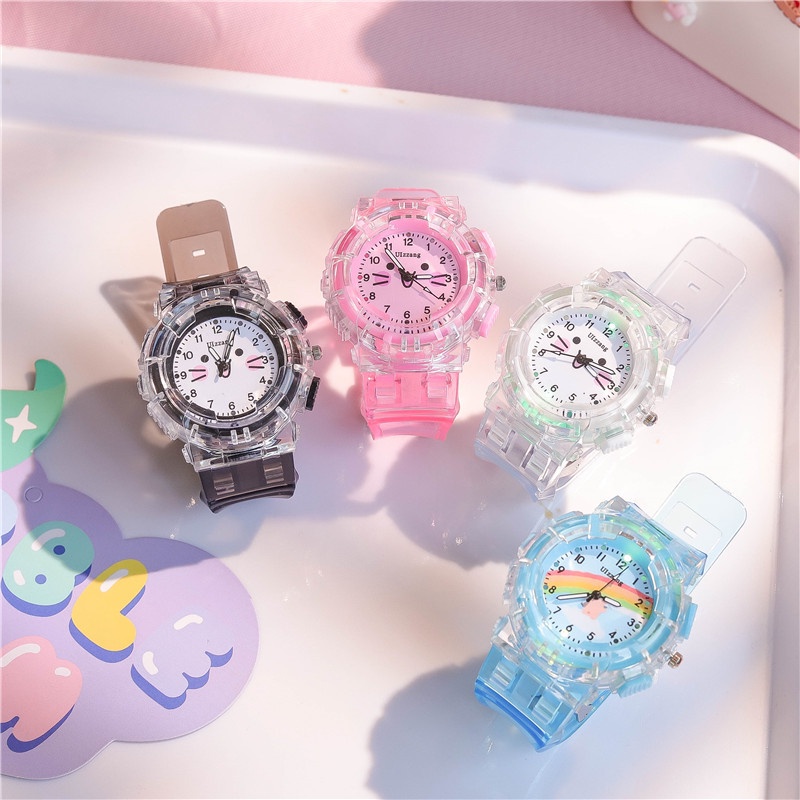 Student Children Cartoon Cat Wrist Watch with light Kids Girls Gift ...