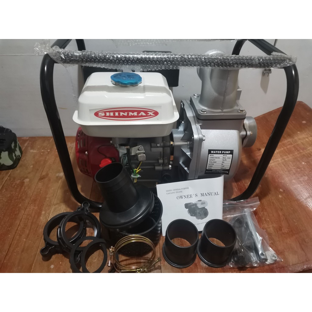 SHINMAX GASOLINE WATER PUMP 3x3 (168F) 7.5HP (FREE1pc HOSE CONNECTOR ...