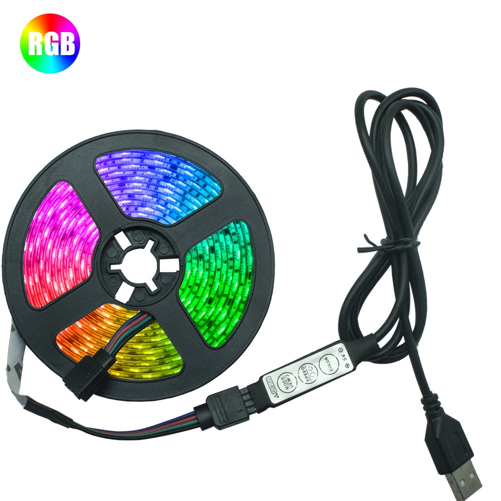 LED Strip Light RGB 2835 Flexible Lamp Tape Diode USB Cable 3 Key ...