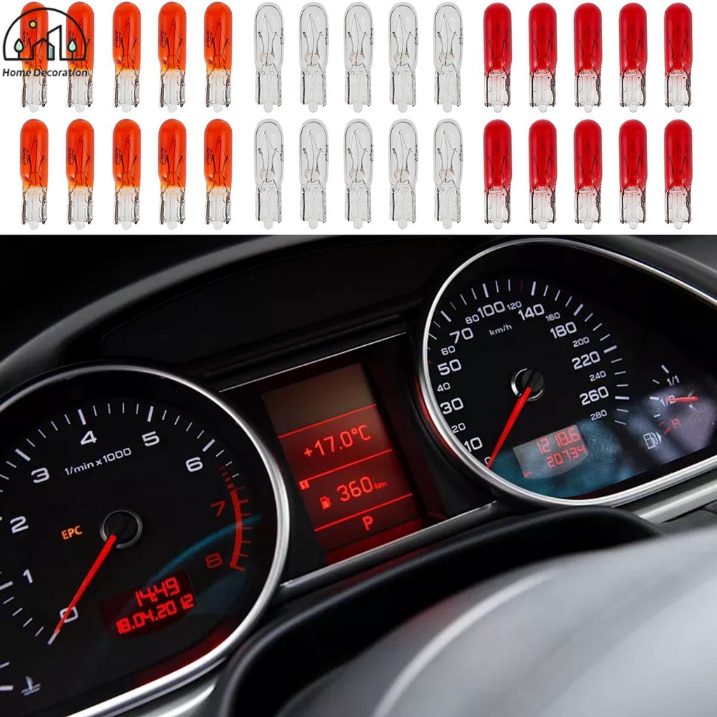 Dash Lights 10 PCS T5 12V Auto Halogen LED Bulbs 1.2W Instrument Cluster LED BulbsSHOPSKC7075 ...