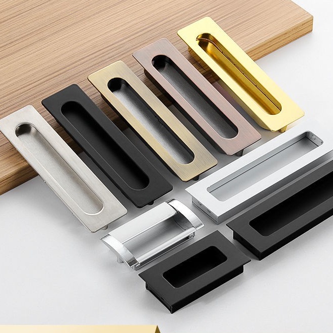 Concealed drawer cabinet door handle black invisible embedded slotted ...