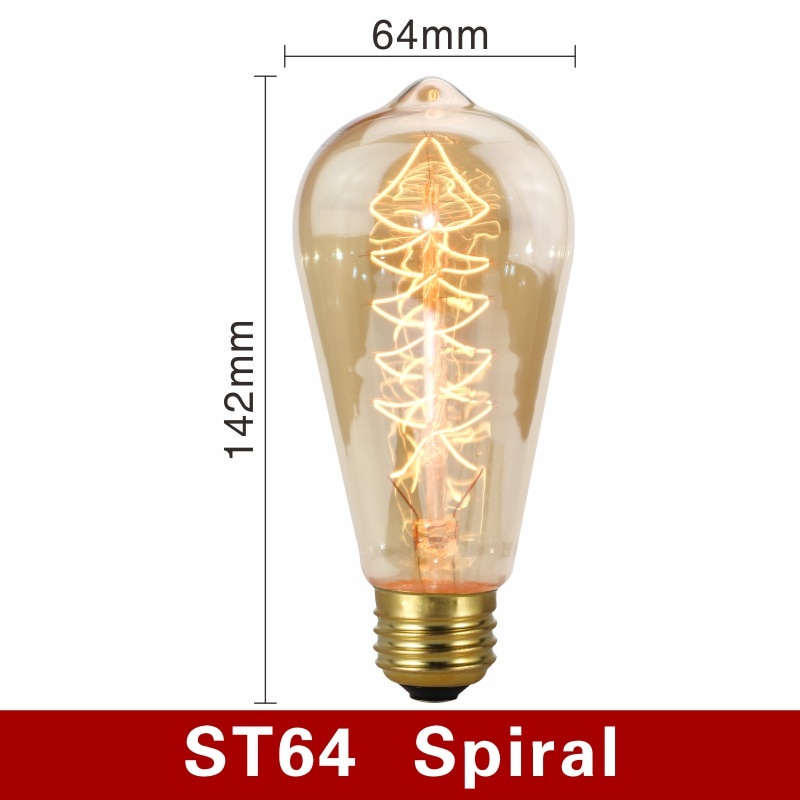 Got Liang Retro Edison Bulb E27 220v 40w Light Bulb A60 St58 St64 T10