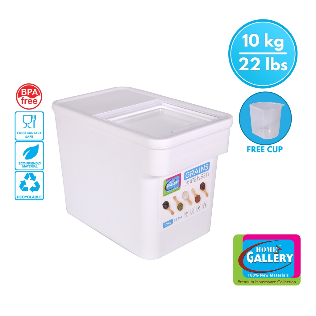 Home Gallery Grains Dispenser w/ Free Cup 10kg/22lbs | L33xW21xH25cm ...