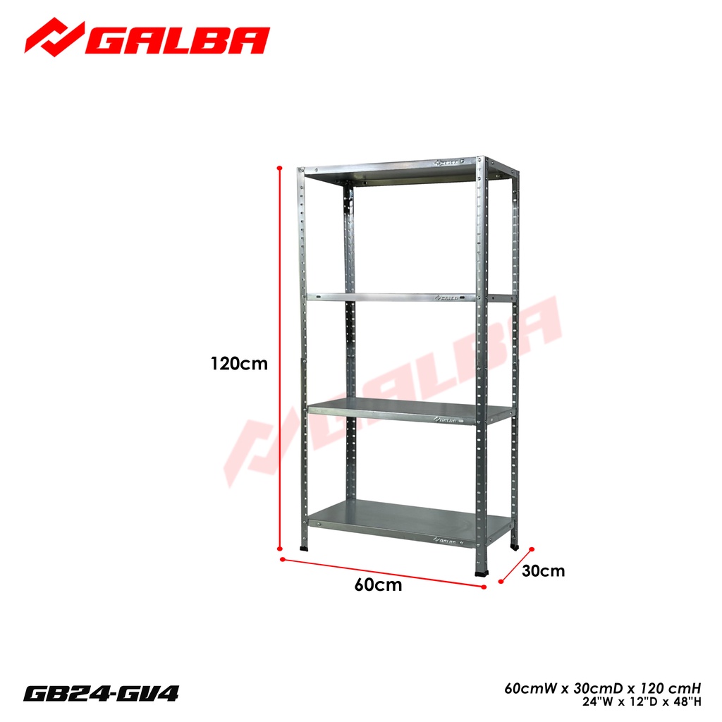 GB24 Galvanized Storage Shelves 3, 4 and 5 Layers Adjustable Metal Rack ...