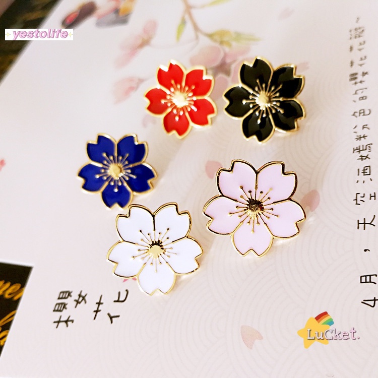 Sakura Brooch Flower Collar Pin Badge Uniform Badge Brooch Clothing Hat ...