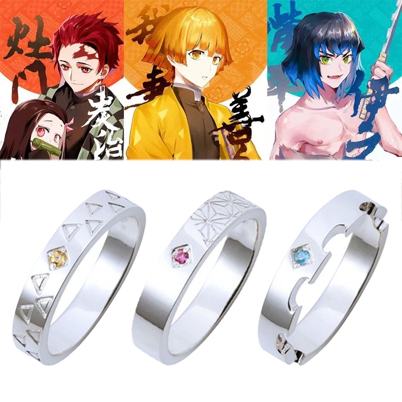 Anime Demon Slayer Ring Kimetsu No Yaiba Nezuko Zenitsu Metal Couple ...