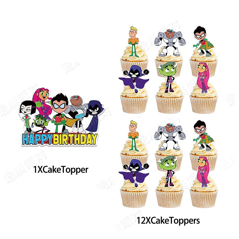 Teen Titans Go Theme Party Decoration Set Robin Cyborg Beast Boy Raven ...