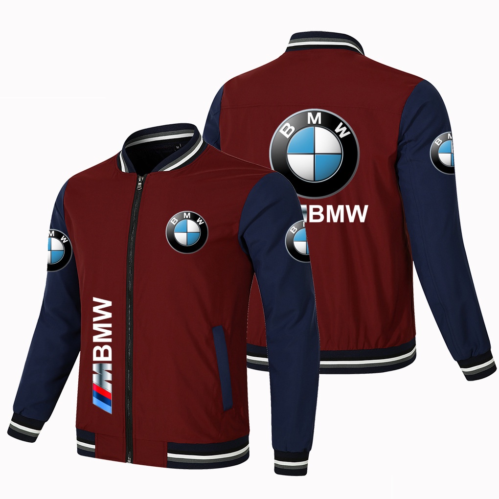 BMW Car Logo Jacket Fashion Zipper Cardigan Solid Color Large Size ...