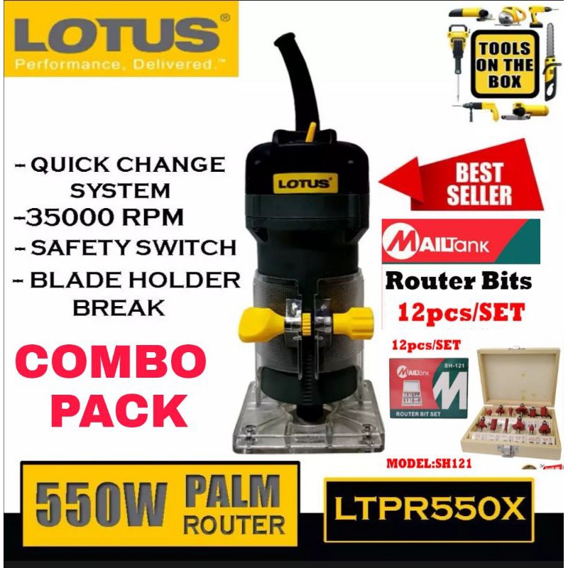 Lotus Palm Router Trimmer and Mailtank Router Bits Set 1/4 Combo ...