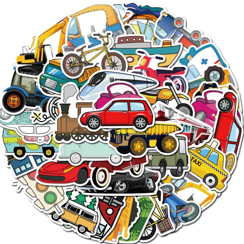 40pcs Car Stickers and Decals Matte Cartoon Transportation Decals ...