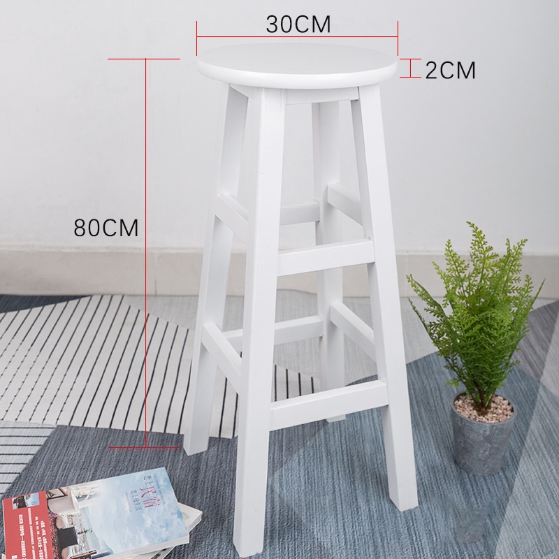 Sanxun Bar Stool Chair Solid Wood High Round Dining Chair Front Desk ...