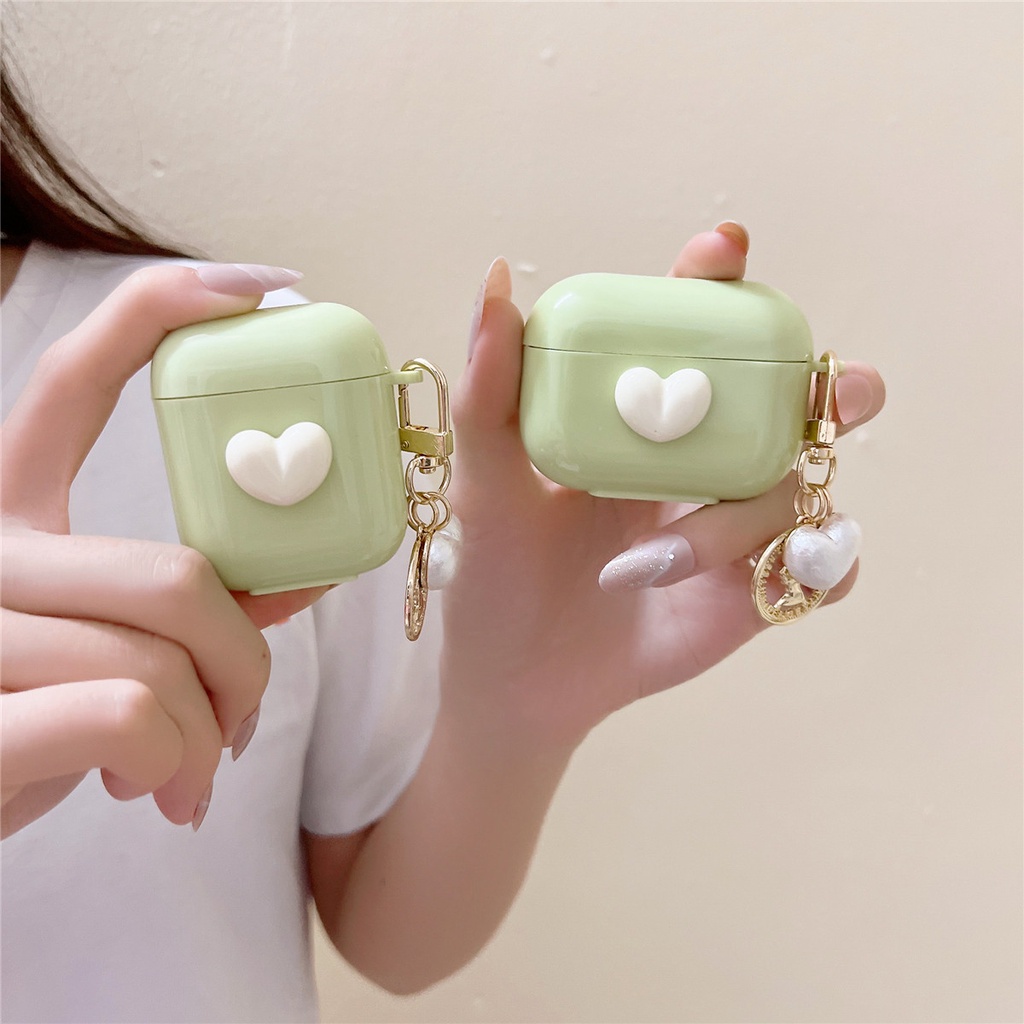 Simply White Green Love Pendant Color For Apple Airpods Gen 2 Silicone ...