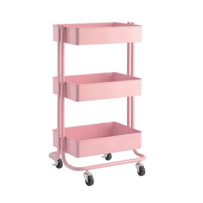 Kitchen 3-Tier utility Rolling Cart (Pink) Raskog inspired trolley all ...