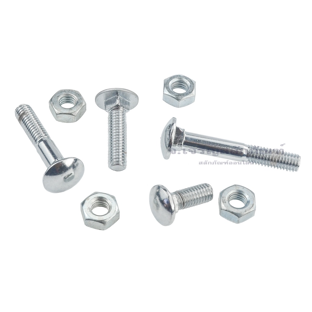 White Plated Square Neck Round Head Nut 1/4 3/8 5/16 (Pack Of 1) Screw ...