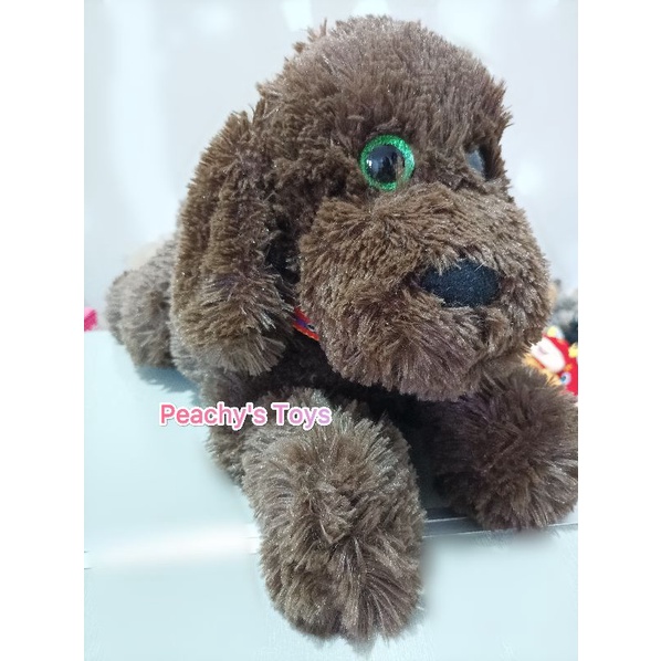 45cm Fluffy Glitter Eyes ASDA Chocolate Brown Dog Stuffed Toy Dapa ...
