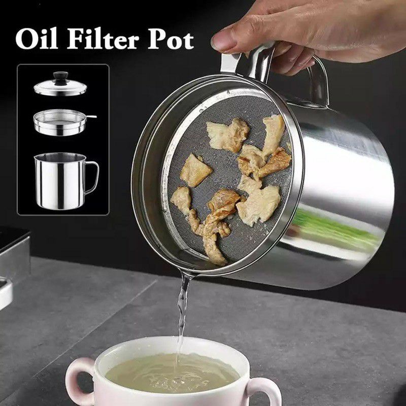 Cooking Oil Filter/Oil Pot Stainless Oil Filter Container | Shopee ...