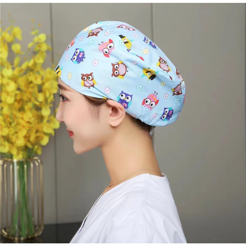 Elastic adjustment buckle printing operating room hat female nurse hat ...