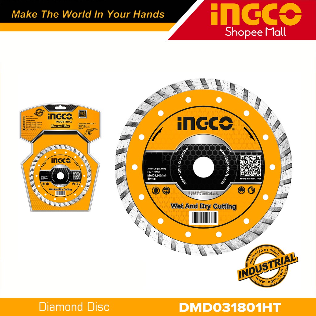Ingco DMD031801HT Industrial Ultrathin Diamond Disc 7" Wet Cutting _H ...