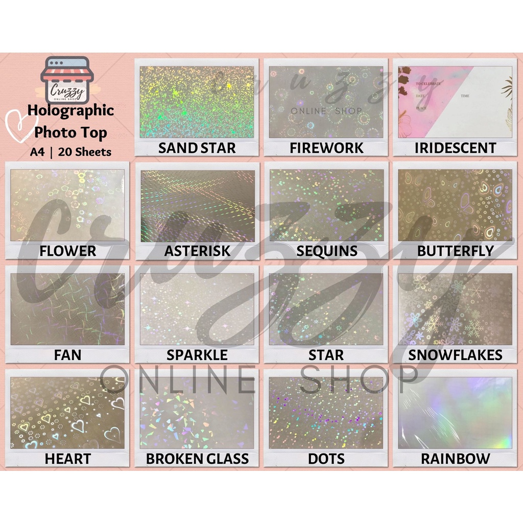 20 Sheets A4 Holographic Holo Cold Laminating Photo Top Films / Cold ...