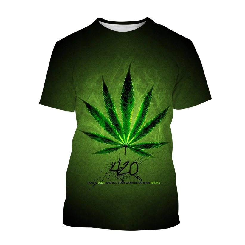 Summer New 3d Printed Women's/men's Summer Short Sleeve T-shirt Casual Streetwear Cannabis Leaf ...