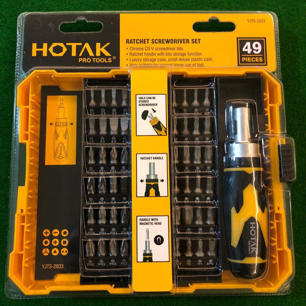 ORIGINAL Magnetic Ratchet Screwdriver Set, 49-Piece HOTAK Multi-bit ...