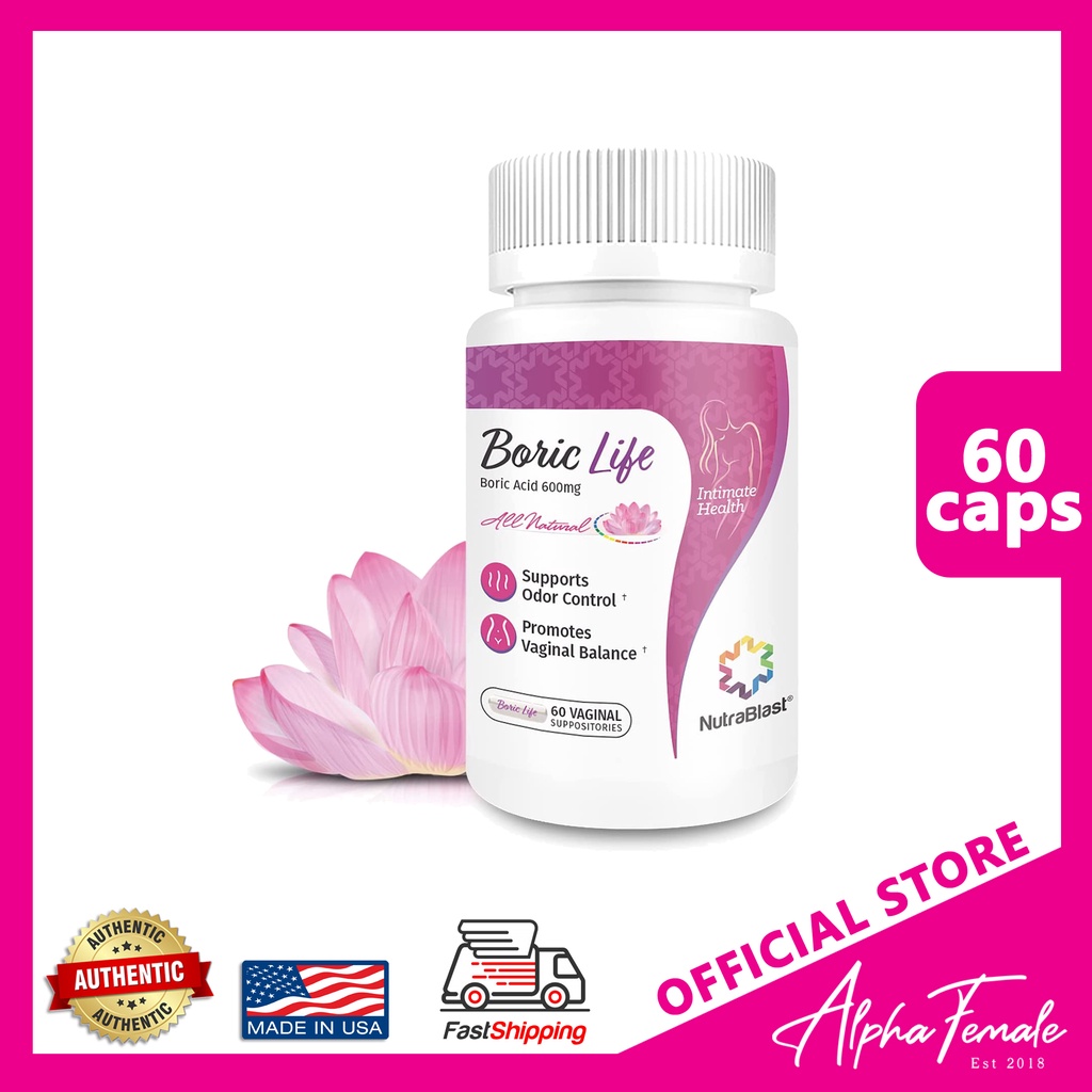 Nutrablast Boric Life Boric Acid Vaginal Suppositories For Bv Yeast Infection Vaginal Odor 60