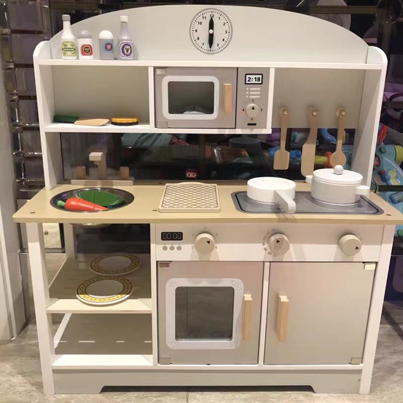 Wooden Kitchen Playset Japanese White Kitchen for Kids Pretend Cooking ...