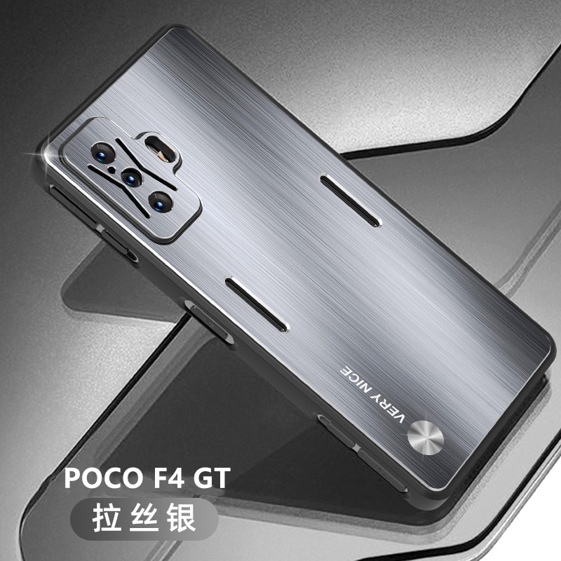 POCO F4 GT Case For POCO F4 GT【Brushed aluminum alloy+TPU+PC shockproof ...