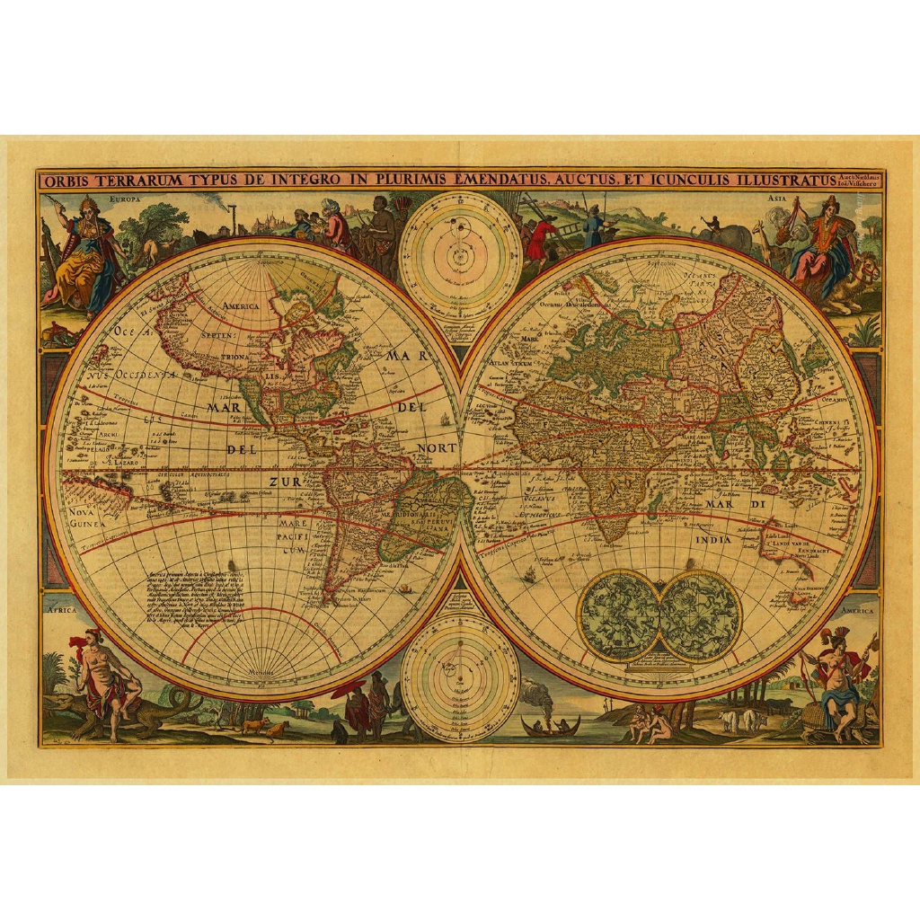 Vintage poster Ancient Old City World Maps Middle Earth old Map Poster ...