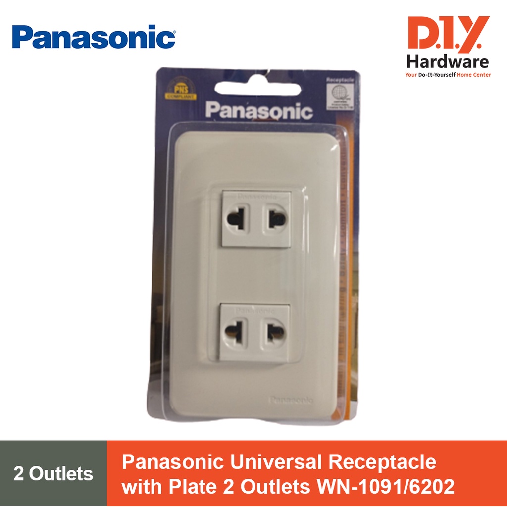 Panasonic Universal Receptacle with Plate 2 Outlets WN-1091/6202 ...