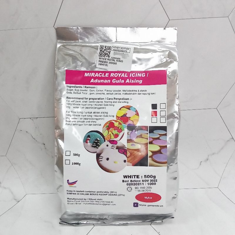 MyIce Royal Icing Premix White Adunan Gula Aising Putih 500g/1kg (EXP ...