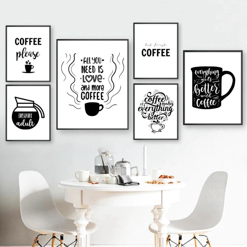 Kitchen Coffee Typography Quotes Canvas Painting Modern Posters Prints ...