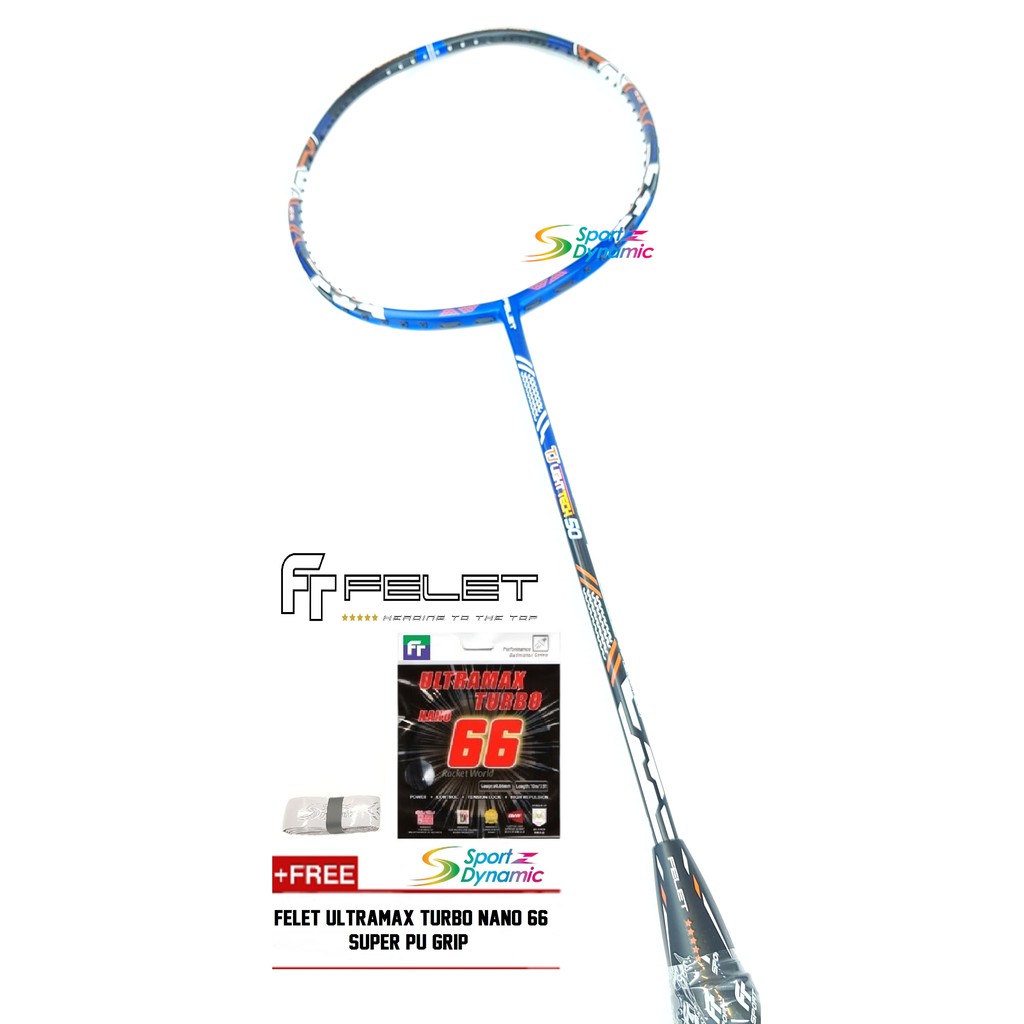 FELET TJ LIGHT TECH 50 (BLUE) BADMINTON RACKET & FOC ULTRAMAX TURBO ...