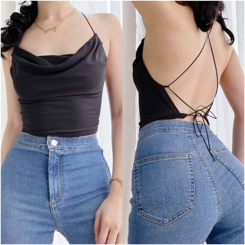 Kathleen String Backless Cowl Crop Top | Shopee Philippines