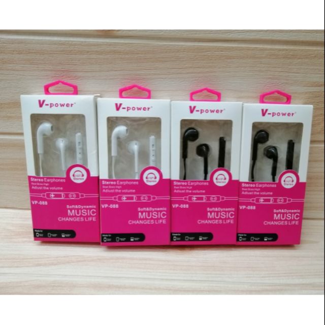 V-power vp088 universal stereo earphone mic handsfree smart | Shopee ...