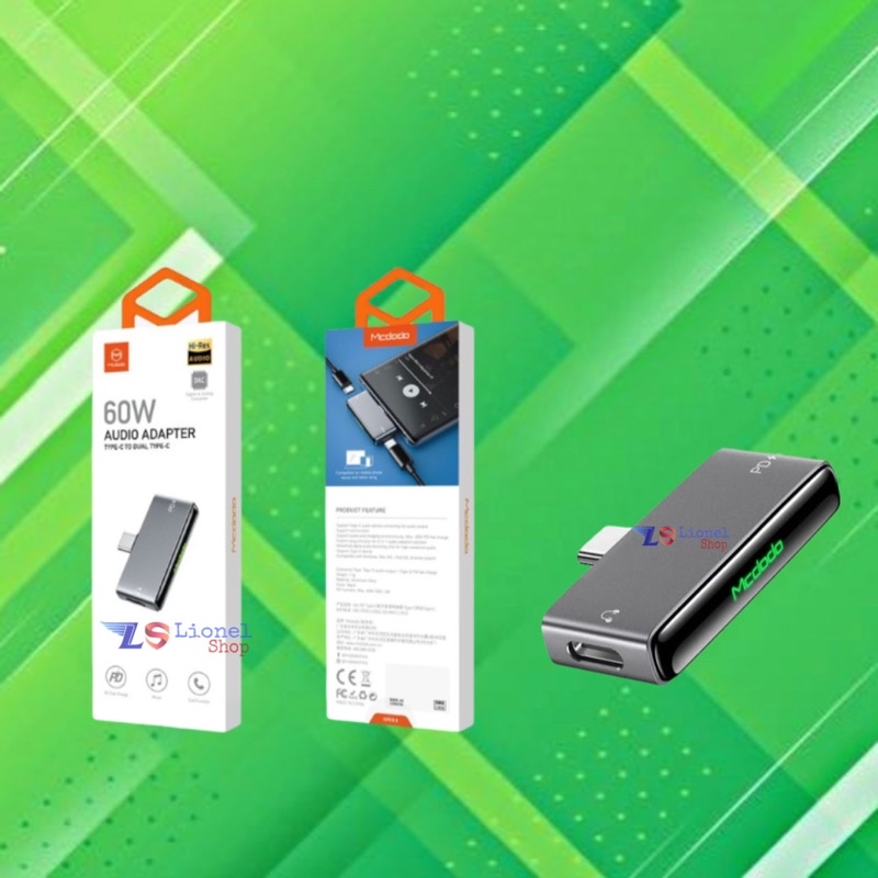 Audio Adapter Mcdodo converter Type C To Dual Type C 60W PD Fast ...