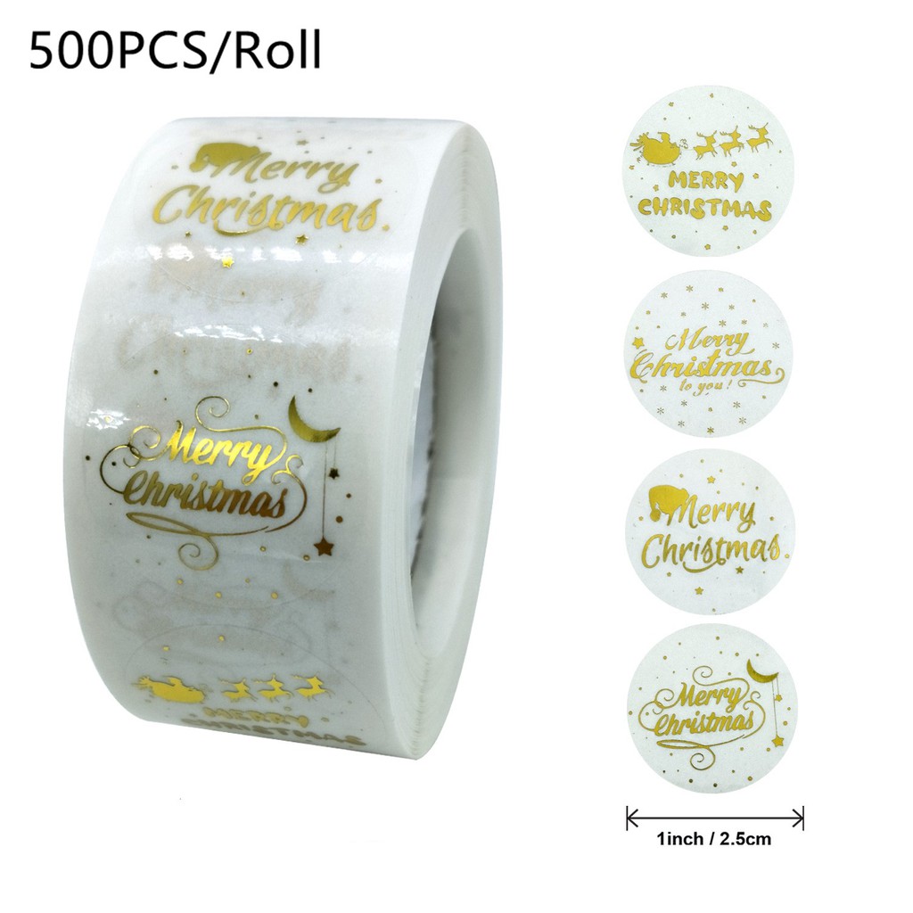 Round Clear Merry Christmas Stickers Thank You Card Box Package Label ...