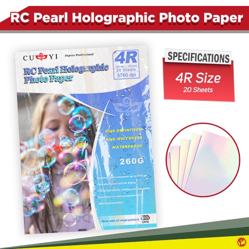 CUYI RC Pearl Holographic 4R Size Photo Paper 260gsm (20 sheets ...