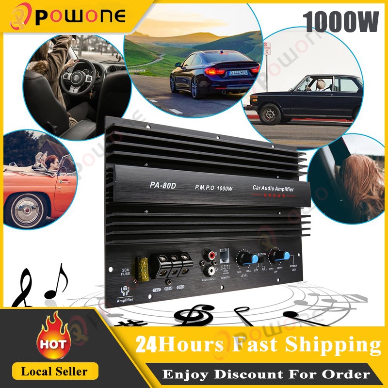 12V 1000W Powerful Bass Subwoofer 105Dba Mono Car Audio High Power ...