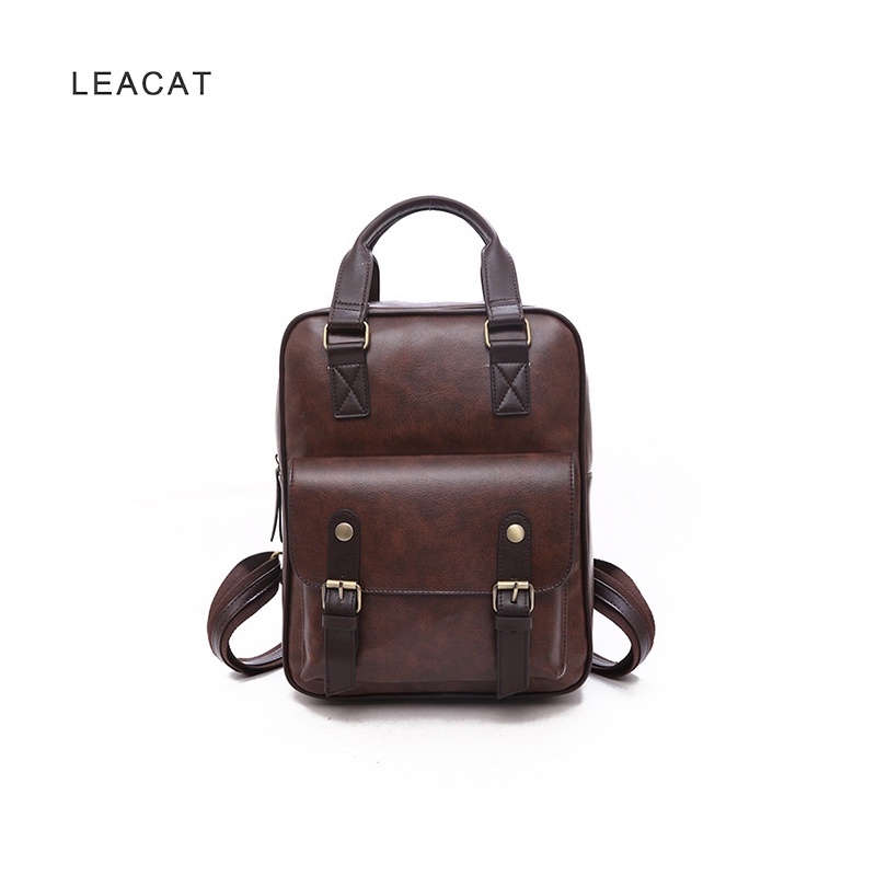Leacat Women Anti-Theft PU leather Backpacks Brown | Shopee Philippines