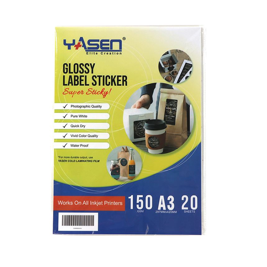 Yasen Printable Sticker Paper A4 | A3 Size Label Sticker for Inkjet ...