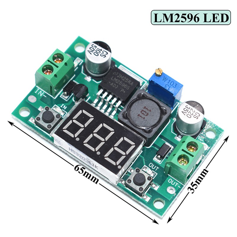 LM2596 DC 4.0~40 to 1.3-37V Adjustable Buck Step-Down Power Module + LED Voltmeter DC-DC Module ...