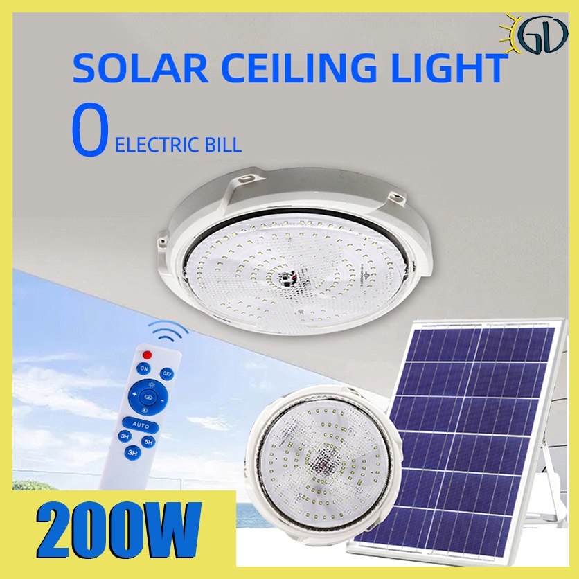 100W Solar ceiling light indoor LED lamp with remote | Shopee Philippines