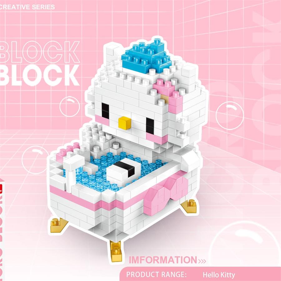 VF Cartoon Bathtub Mini Blocks Hello Kitty Melody Building Toy Sanrio ...