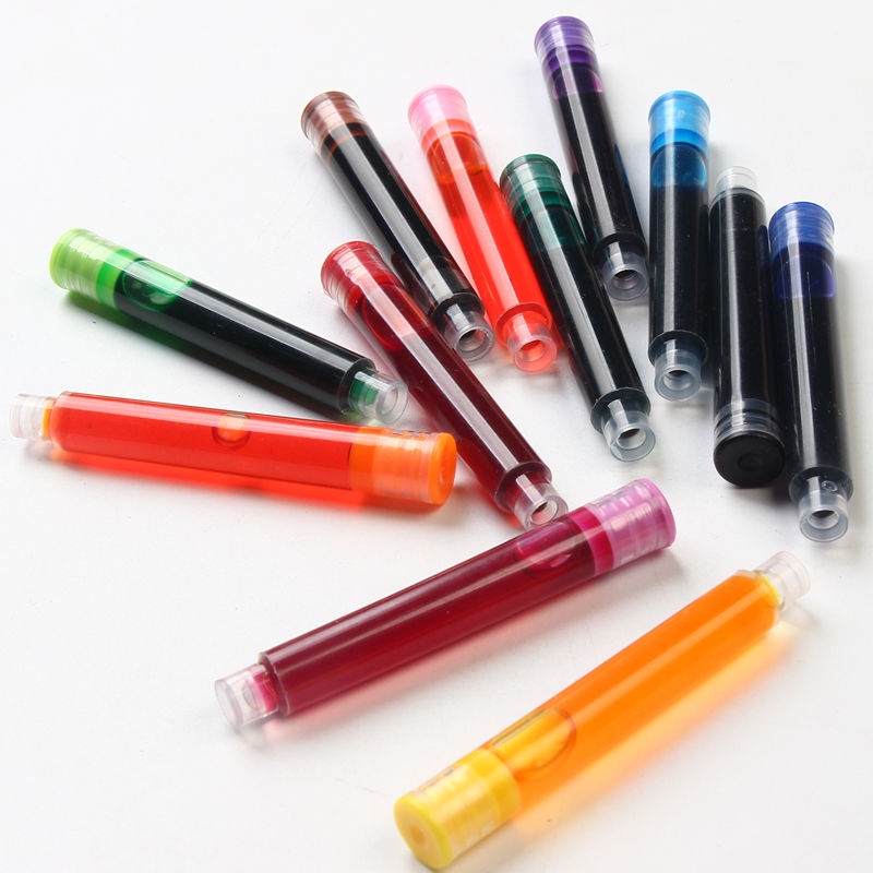 10 Disposable Blue/Black/Red Fountain Pen Ink Cartridge Refills ...