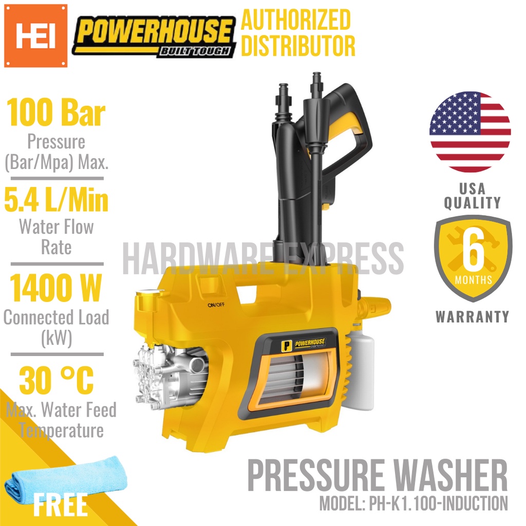 Powerhouse USA Portable 100 Bar High Pressure Washer Induction Type ...