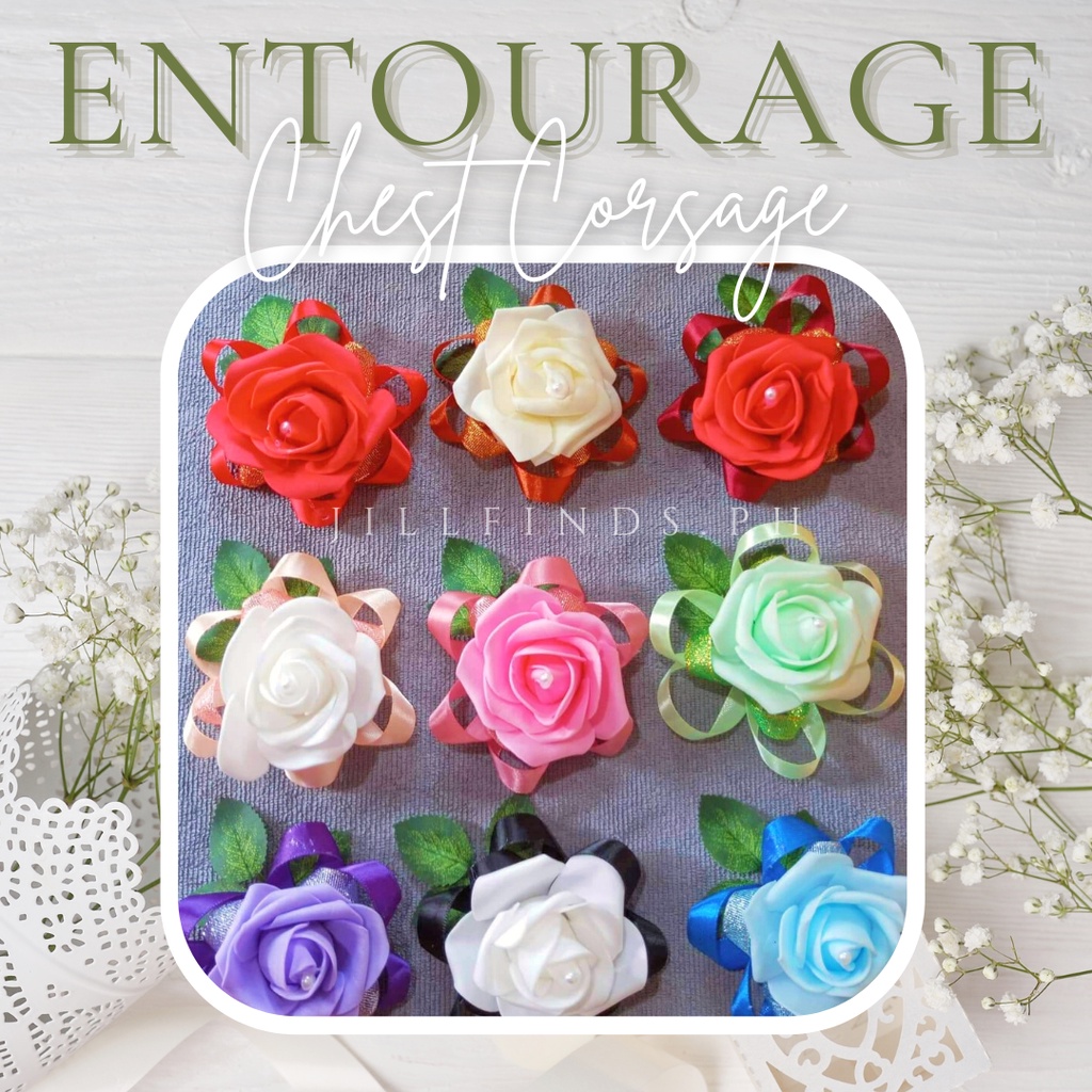 1pc Flower Chest Corsage Boutonniere with Pin Brooch Rose Ribbon for ...