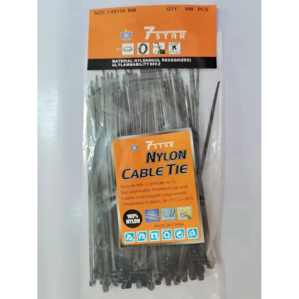 100pcs black nylon cable ties(100mm 150mm 200mm 250mm 300mm) | Shopee ...