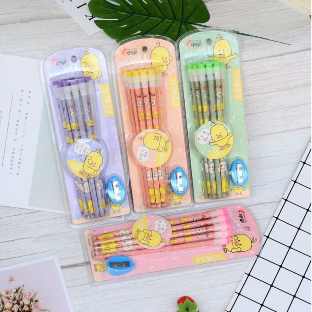 HB Wooden Pencil Yellow Duck Cartoon Pattern Very Cute (1 Pack Contains ...