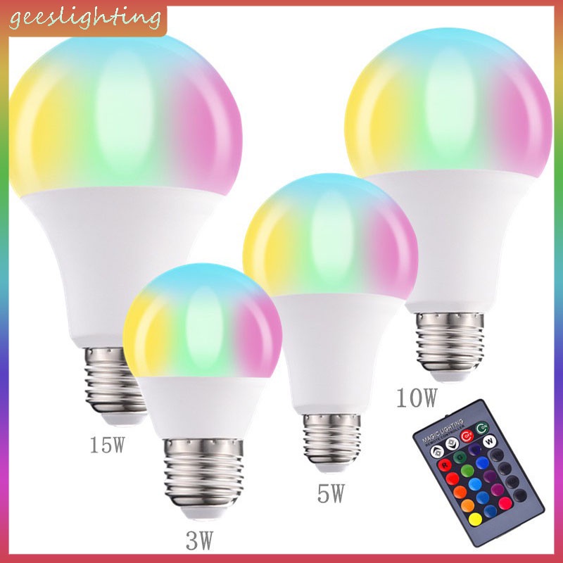 E27 3/5/10/15W RGB LED Light Color Changing Lamp Bulb With Remote ...